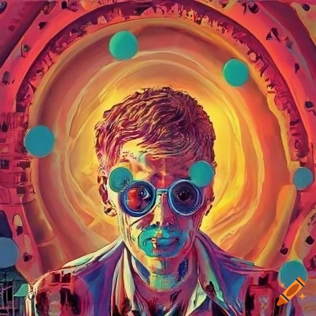 Crystalline LSD image with fine detailed features, travel poster style ...