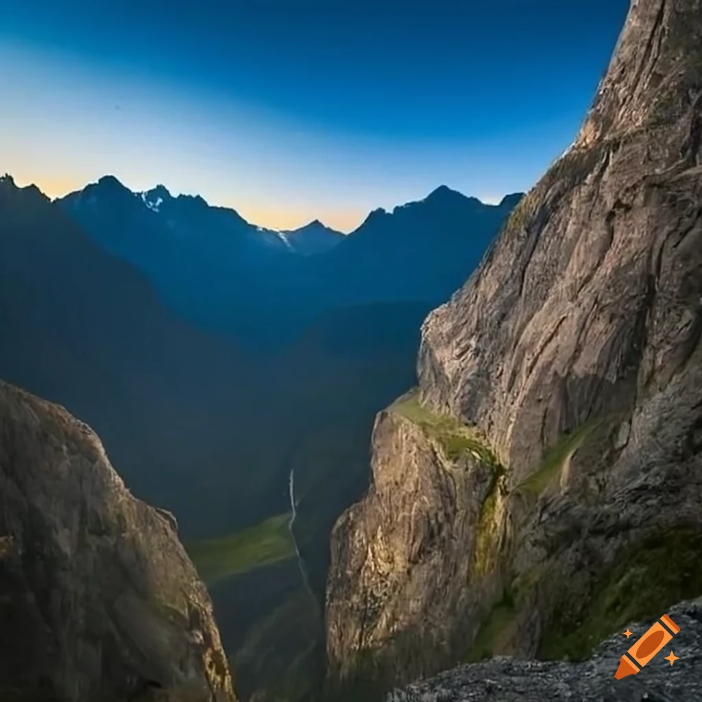 Mountain side view on Craiyon