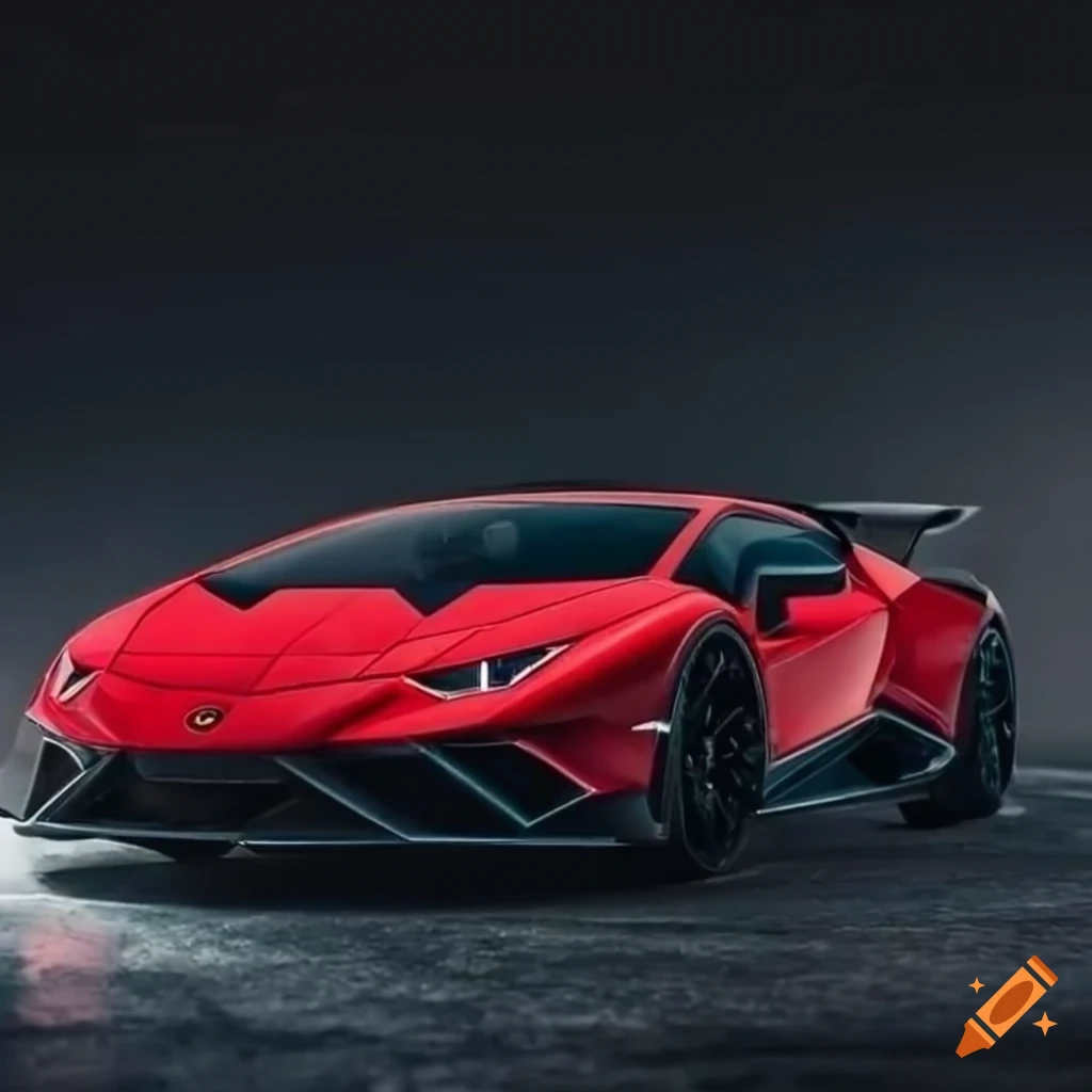 Carbon fiber Lamborghini Huracan STO with red accents on Craiyon