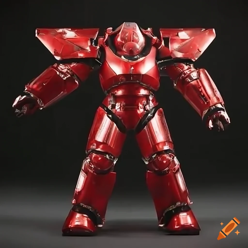 Full body power armor made of red crystals on Craiyon