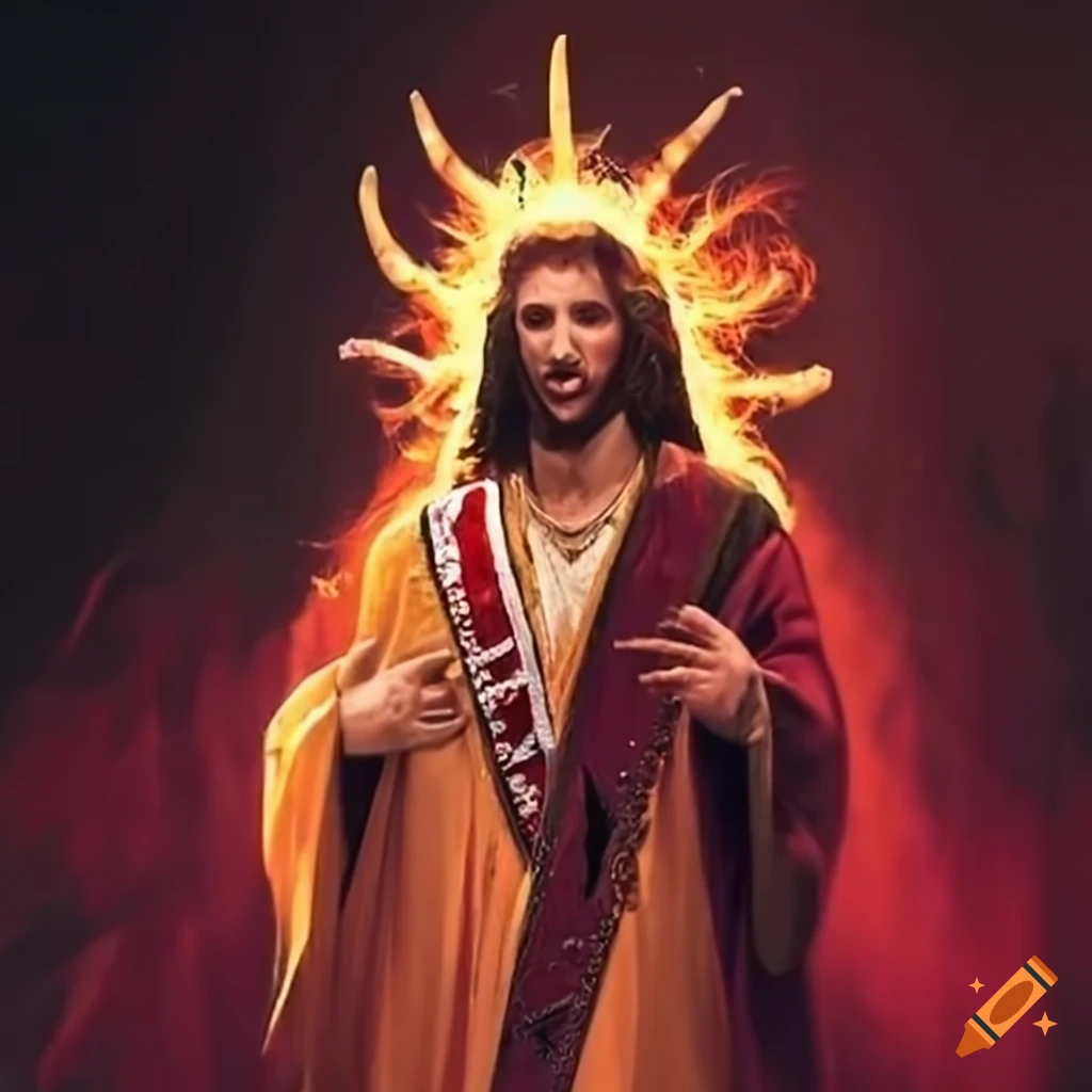 Depiction of Jesus as a goat in a Hell beauty pageant on Craiyon