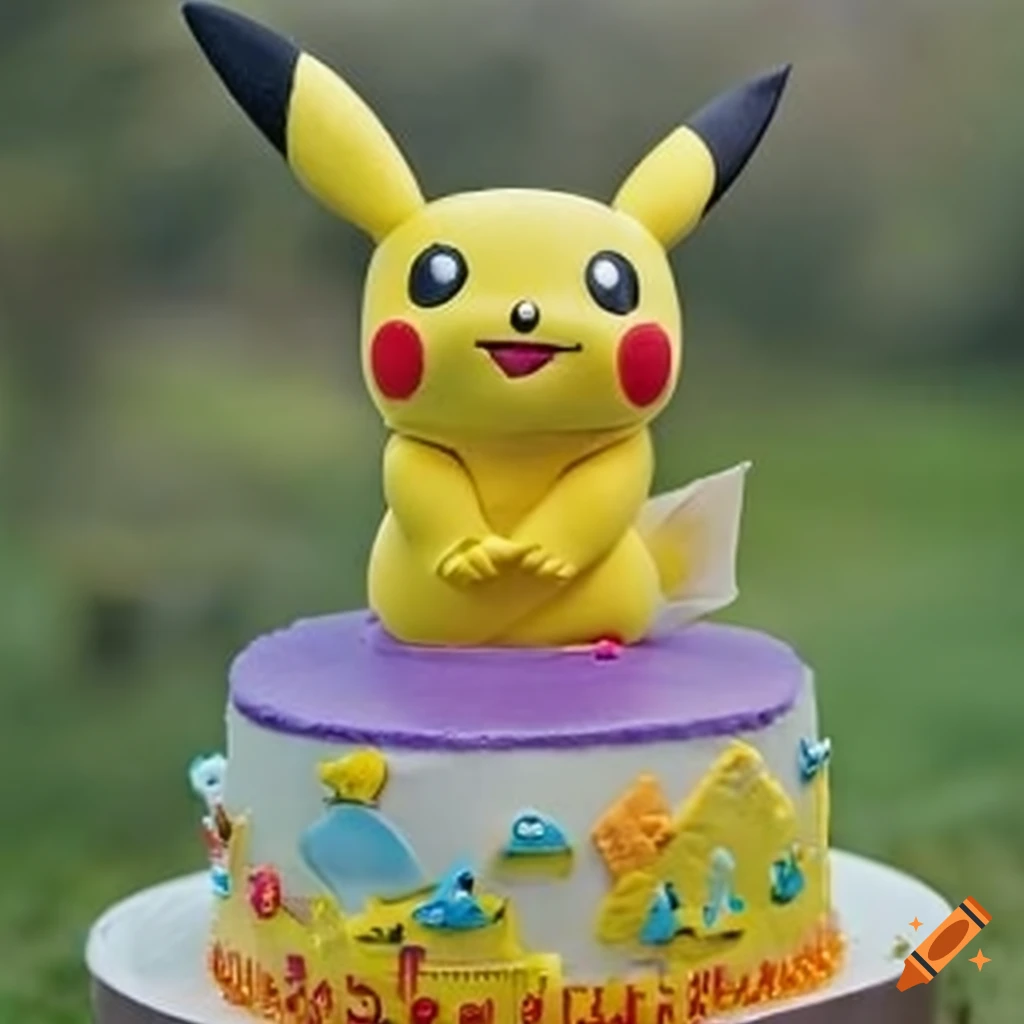 Pikachu themed birthday cake in a professional photo on Craiyon