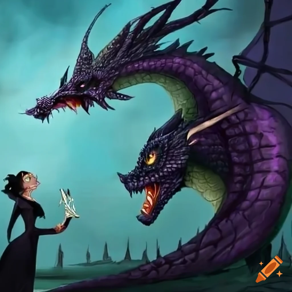 Witch riding a dragon with a cellphone on Craiyon