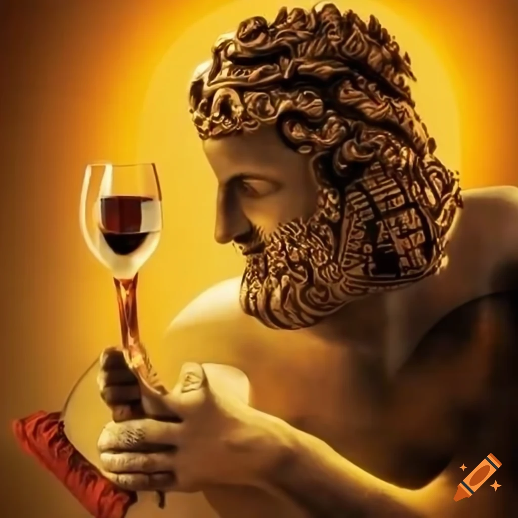 Greek god dionysus with wine on Craiyon