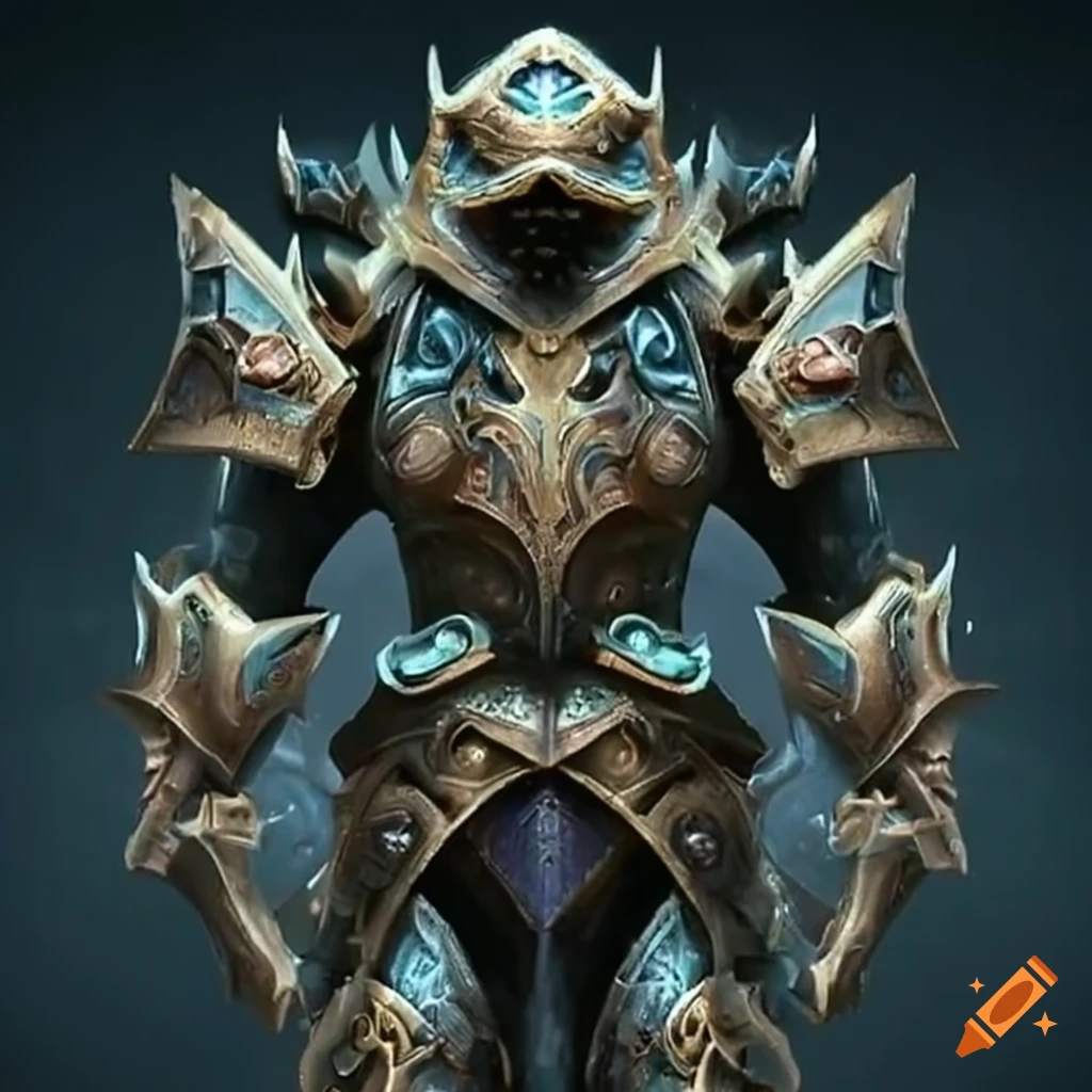 Intricate magic armor viewed from the front on Craiyon