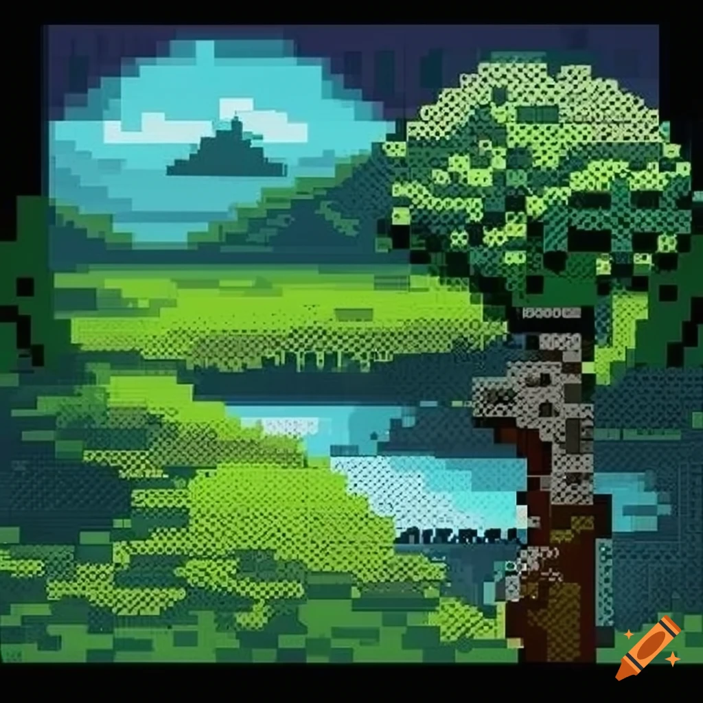 Nature depicted in Pixel Art on Craiyon
