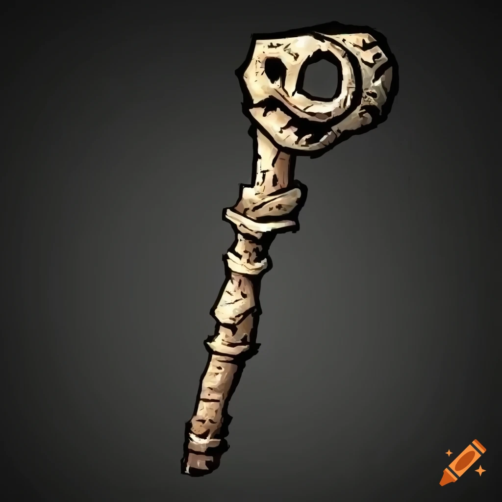 Darkest Dungeon style magic staff made of bone in dinosaur theme on Craiyon
