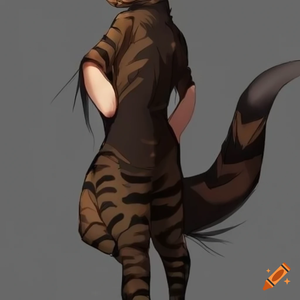 Full Body Male Neko With Golden Eyes Black Tail And Brown Hair On Craiyon