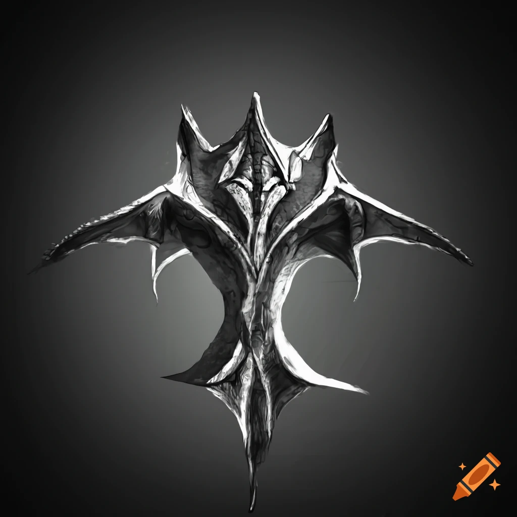 Abstract black and white dragon mark with mirrored effect on Craiyon