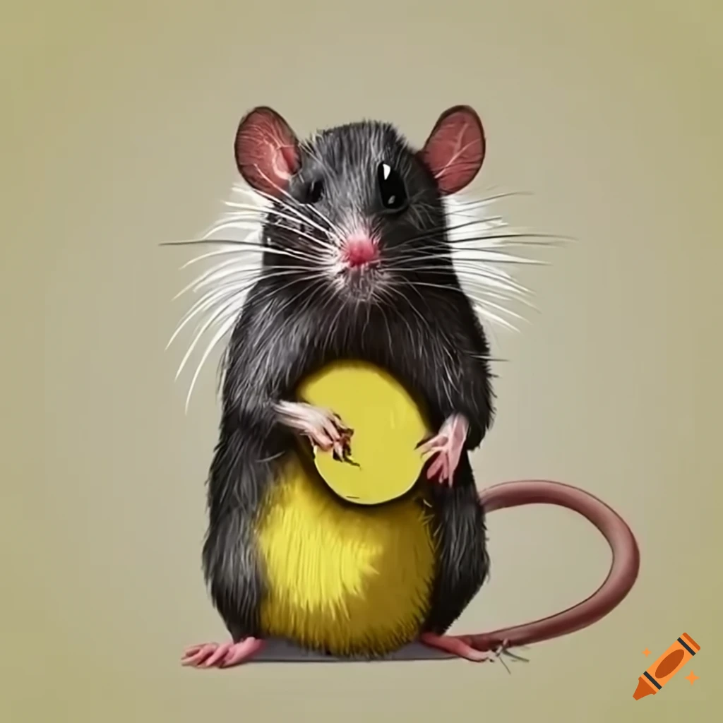 Rat with yellow and black mask holding a flare on Craiyon