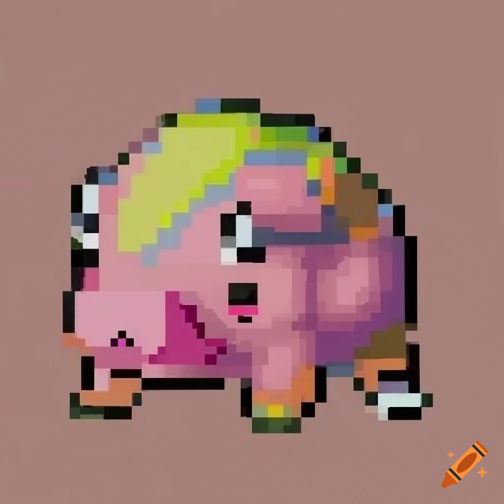 Flat ground ham pokémon in pixel art on Craiyon
