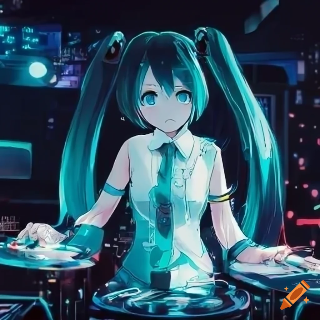 Hatsune miku djing with an aesthetic vibe on Craiyon