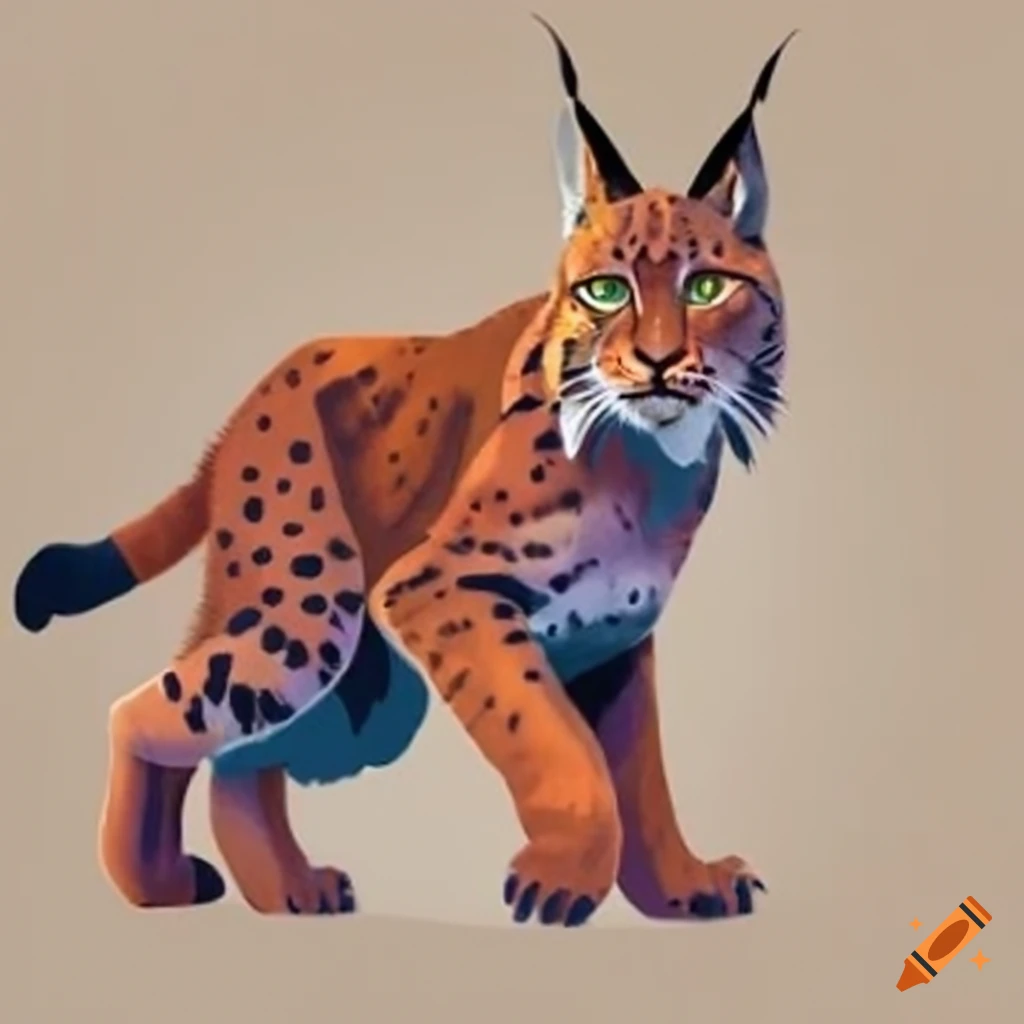 Graceful rust-colored lynx ready to leap in the wilderness on Craiyon