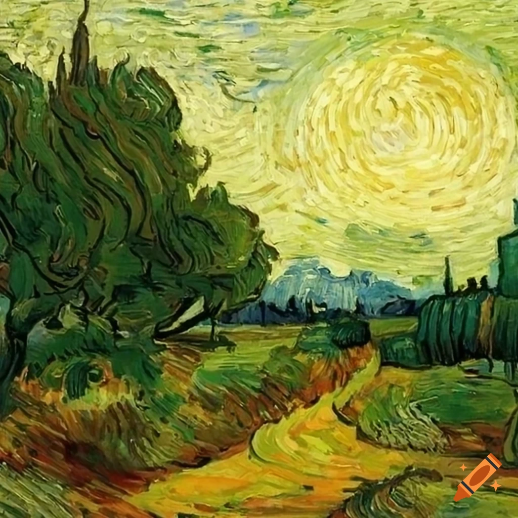 Van gogh landscape painting on Craiyon