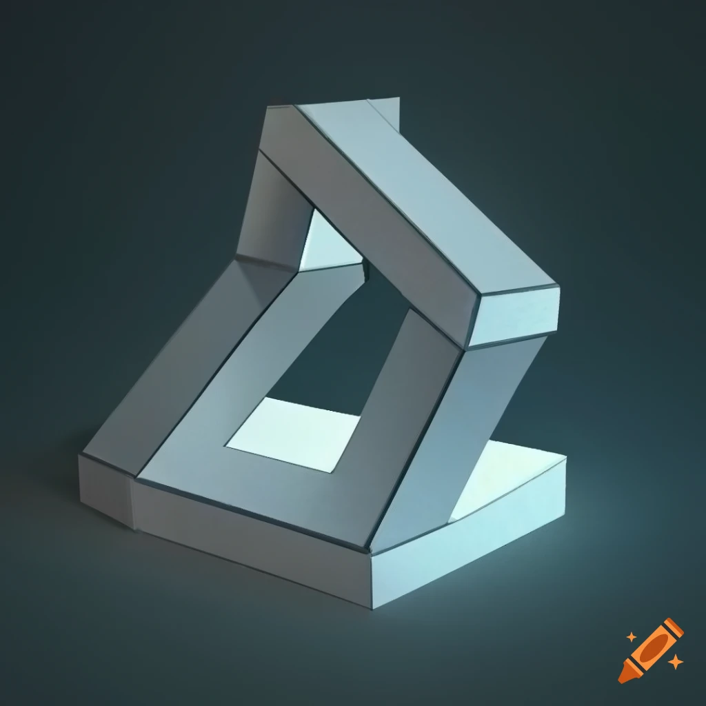 Surreal 3d optical illusion of a penrose triangle inspired by m.c ...