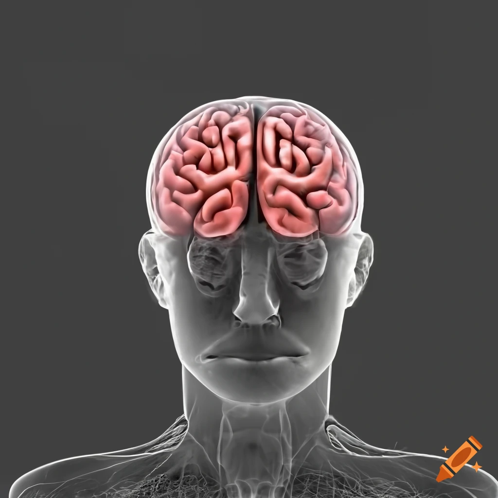 Collage of various sections of the human brain shown in x-rays on Craiyon