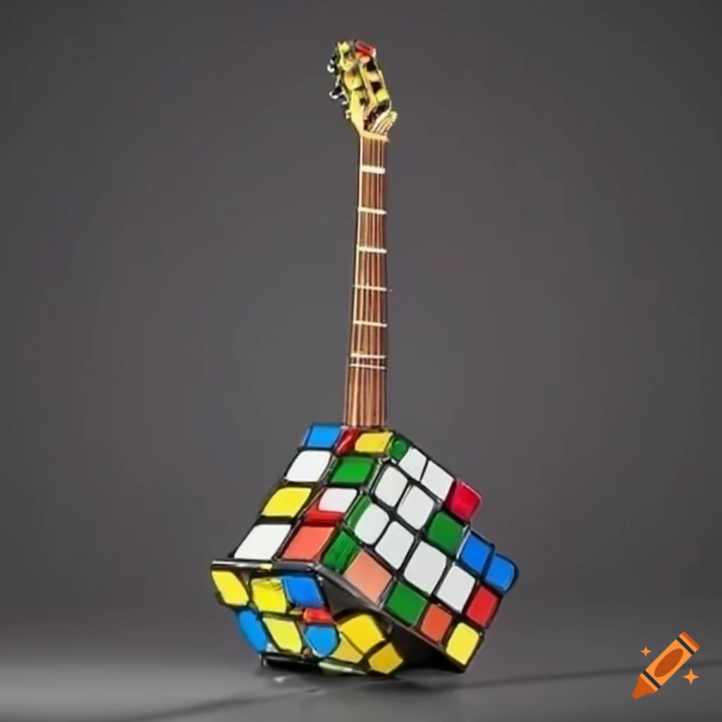 Guitar constructed with rubik's cubes on Craiyon