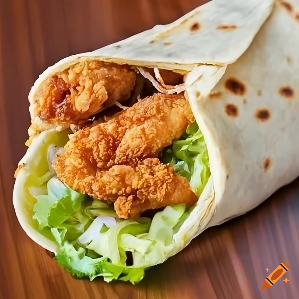 Fried crispy chicken wrap on Craiyon