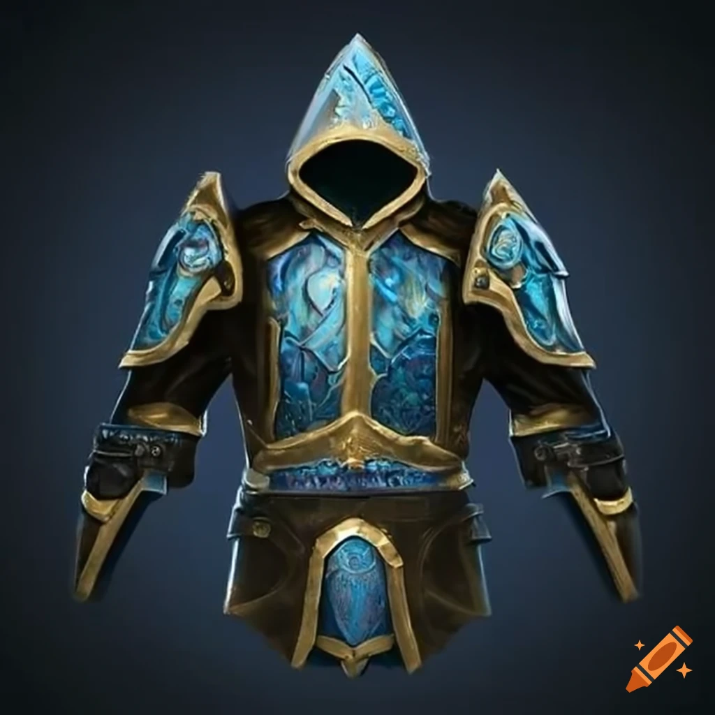 Wizard in magical armor seen from the front on Craiyon