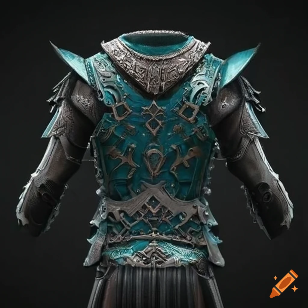 Intricate magic armor vest viewed from front on Craiyon