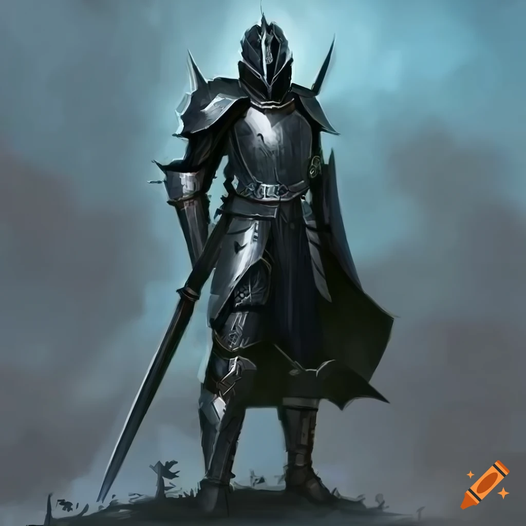 Echo knight fighter in dark fantasy attire with black armor and cloak ...