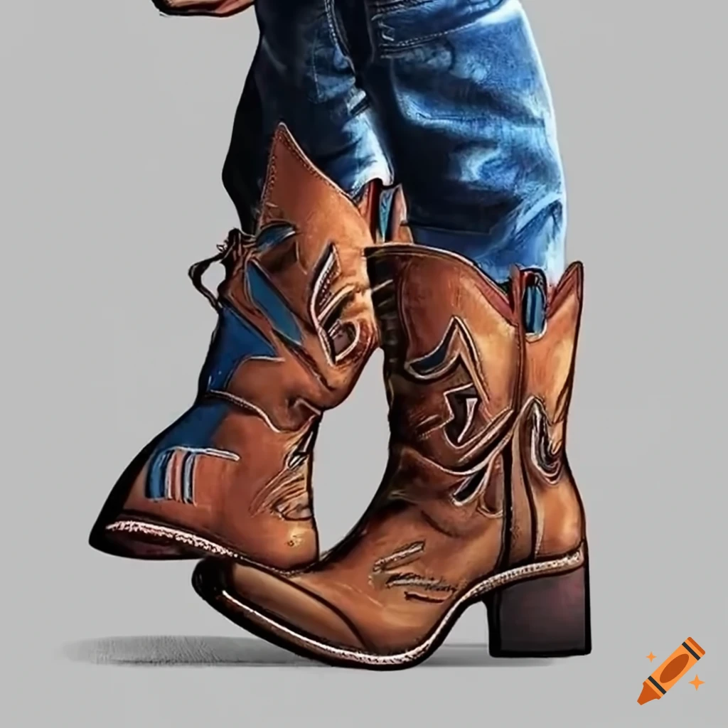 Men's bootcut jeans paired with cowboy boots drawing on Craiyon