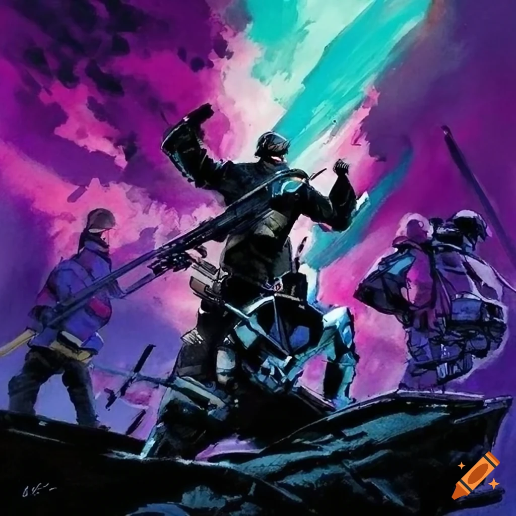 Colorful graphic novel with powerful heroes in dynamic battle scene on ...
