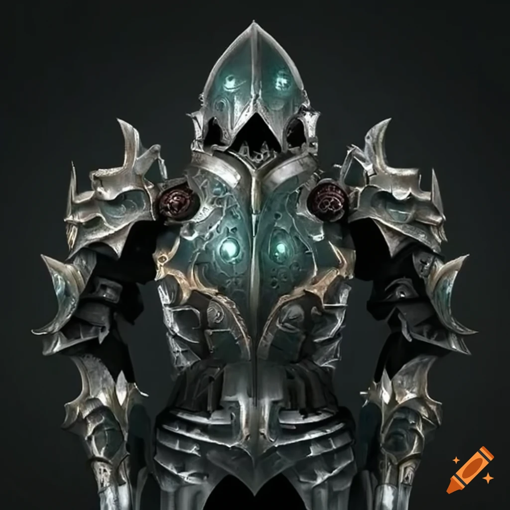 Front view of intricate magic armor on Craiyon