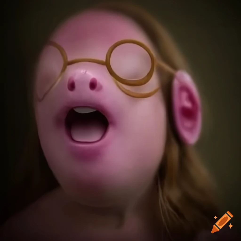 Hyper realistic peppa pig character artwork on Craiyon