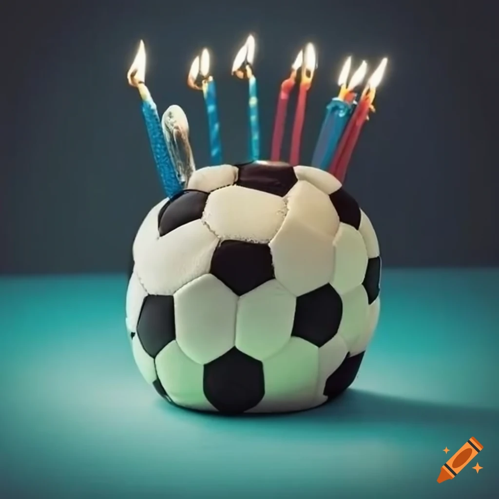 Soccer ball birthday cake on Craiyon