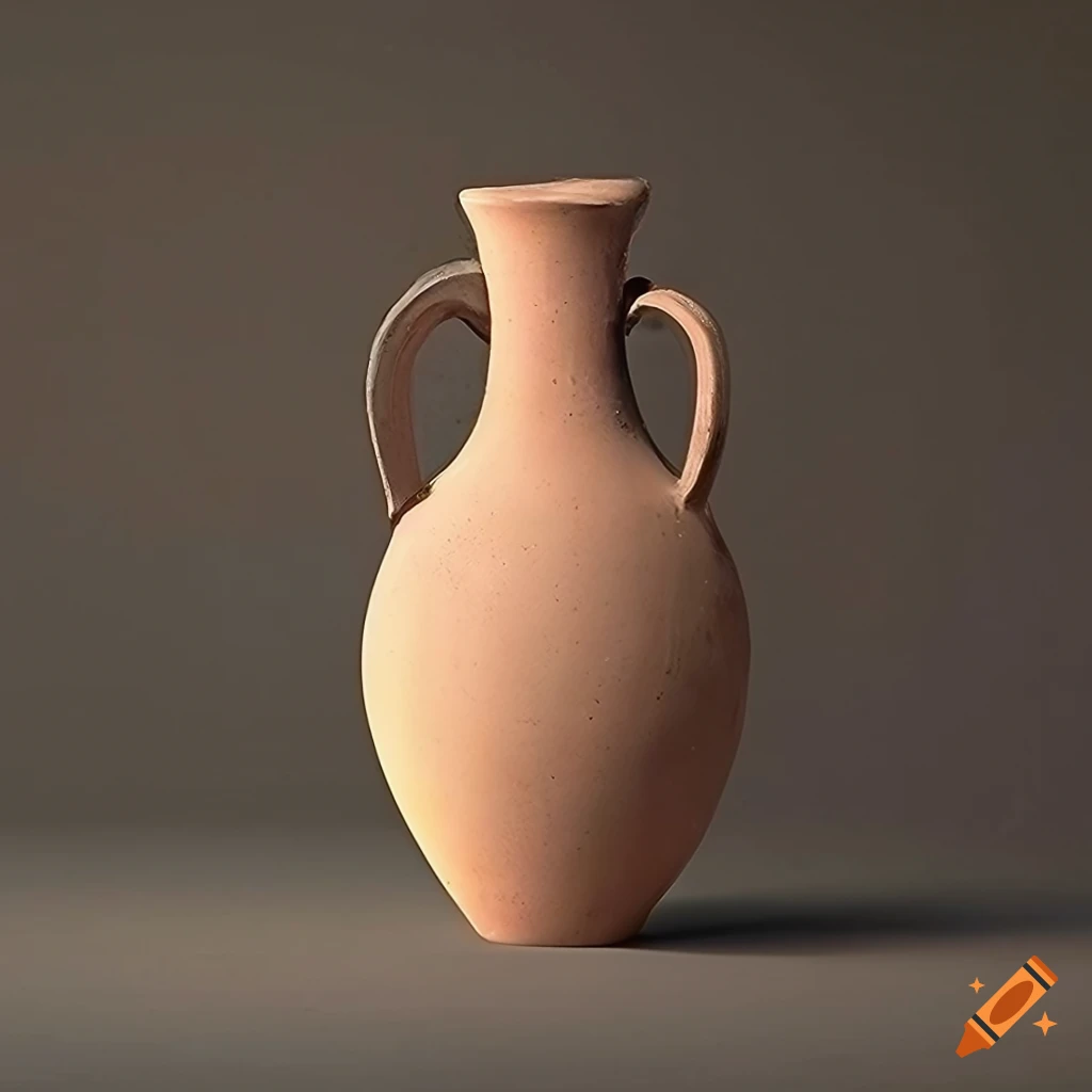 Rustic and beautiful unpainted clay amphora in an exquisite artwork on ...