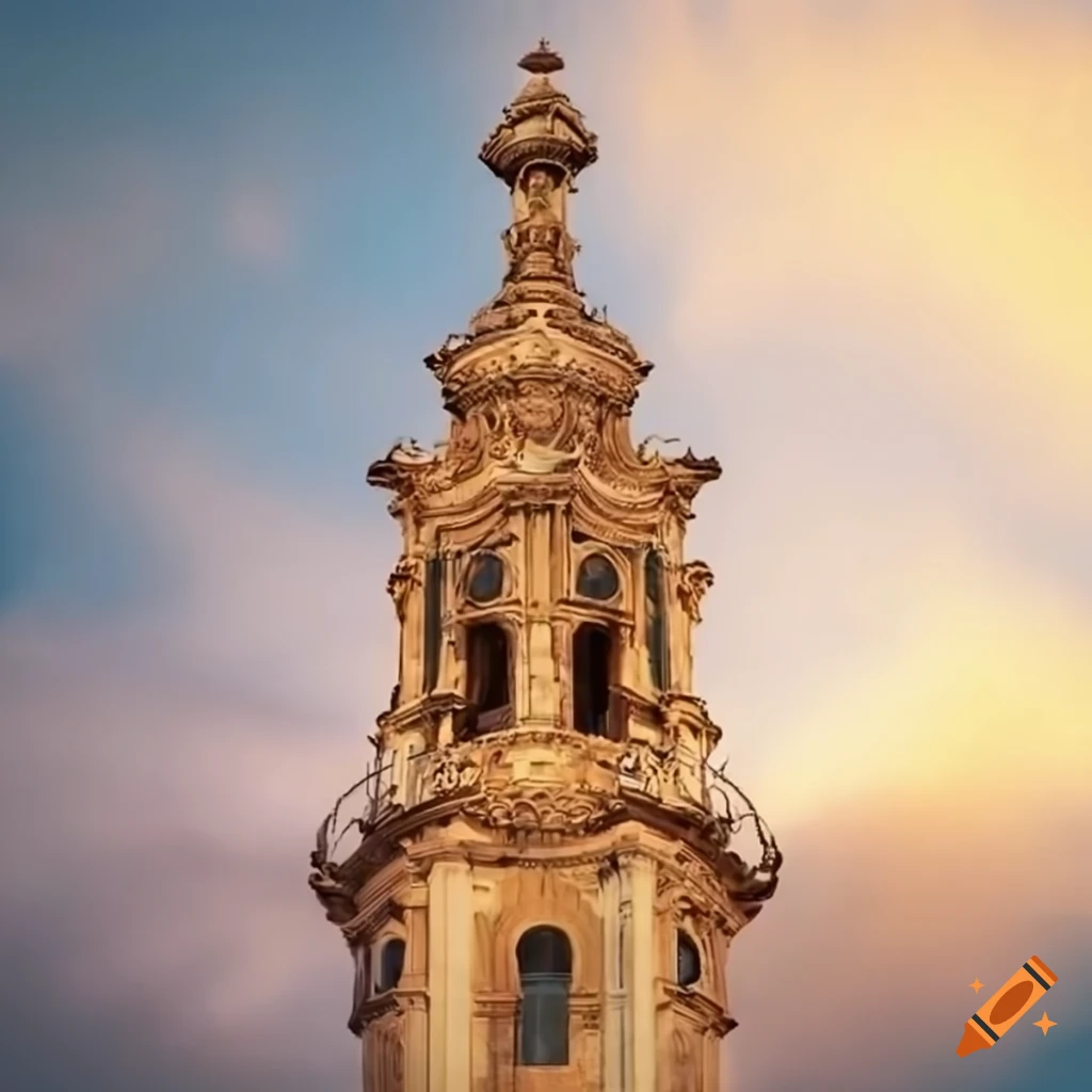 Baroque style tower on Craiyon