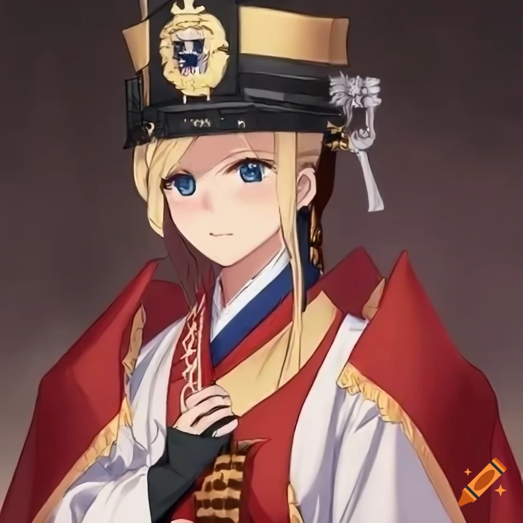 Anime Depiction Of A Fierce Commander In A Holy Police Uniform With A