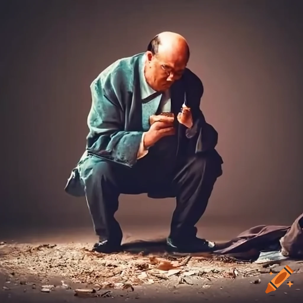 Paul Heyman cleaning debris from a carpet in a hostel while homeless ...