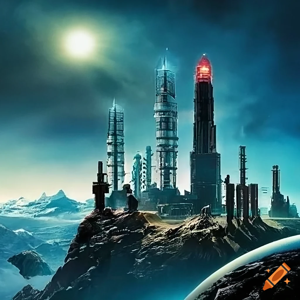 Utopian science fiction movie poster for at the mountains of madness on ...