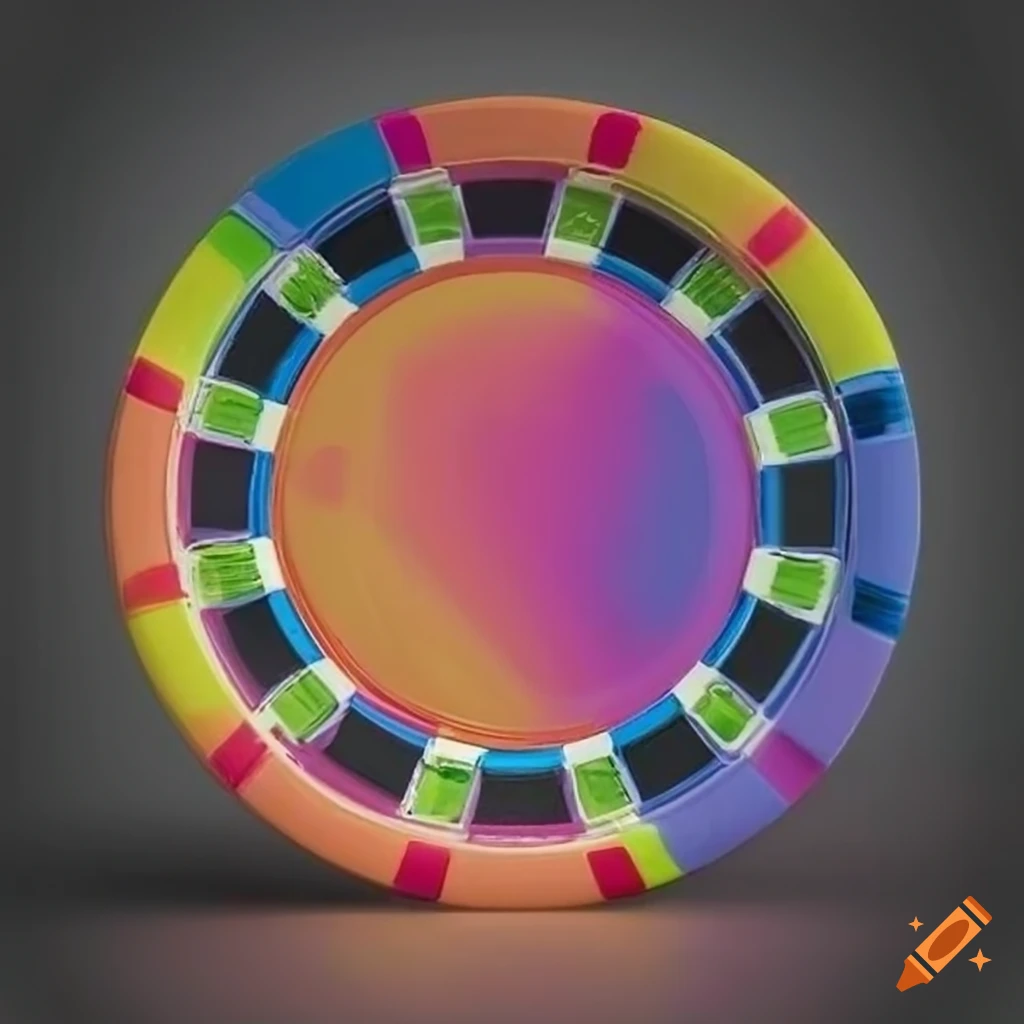 Multicolor poker chip with rainbow colors on black background on Craiyon