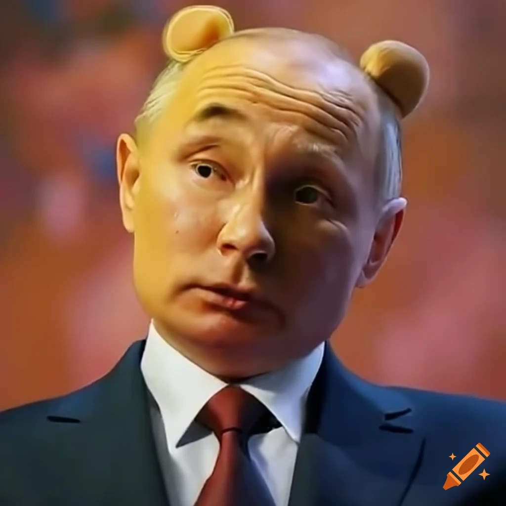 World leaders Putin and Kim Jong-un with Winnie the Pooh in a playful ...