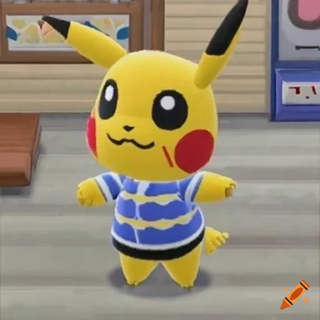 Pikachu character in animal crossing game on Craiyon