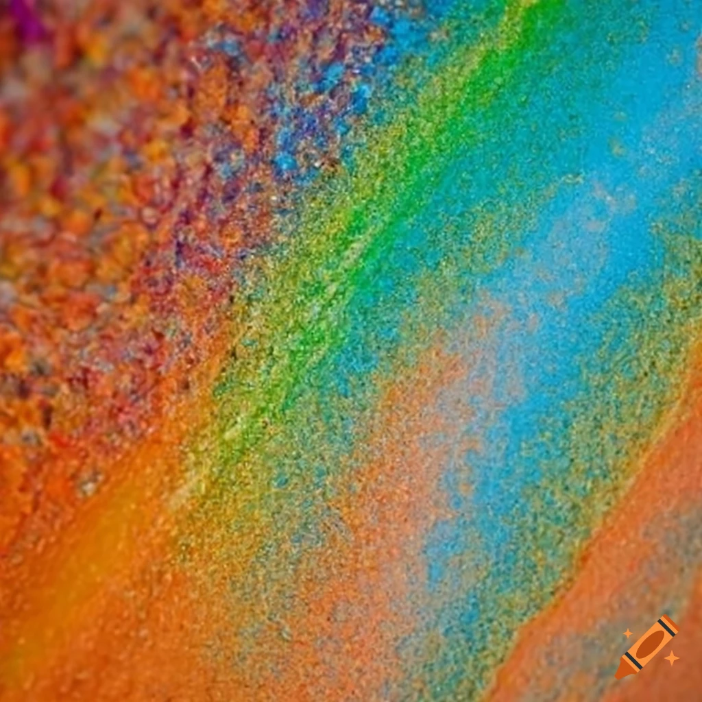 Close-up of rainbow colored sand on Craiyon
