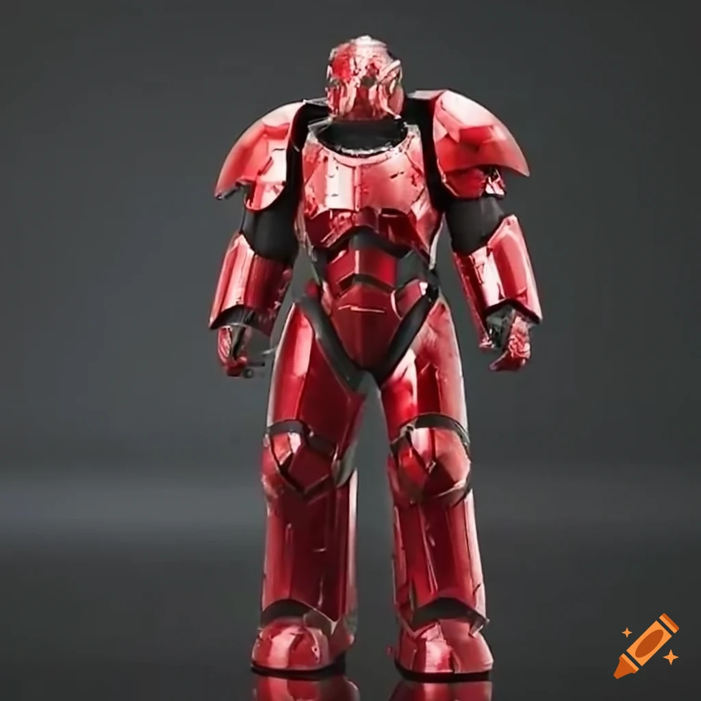 Red crystal power armor covering full body on Craiyon