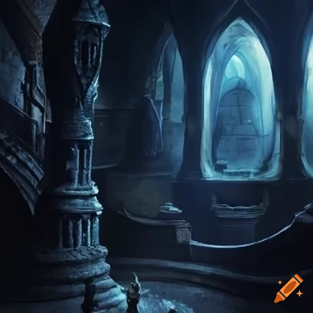 Interior of a mysterious wizard's lair on Craiyon