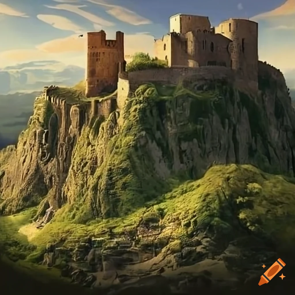 Historic map of Cathar Castle with hidden treasures, intricately ...