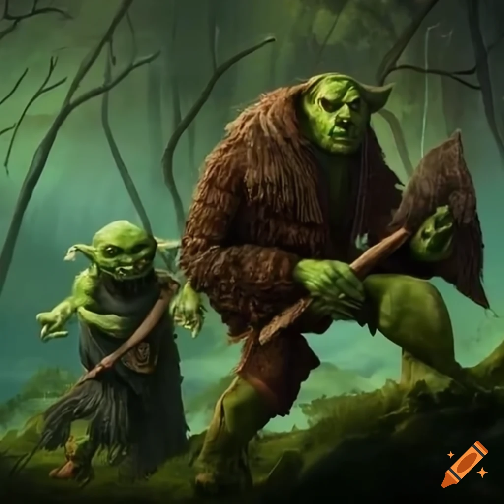 Three goblins on a lush hill on Craiyon