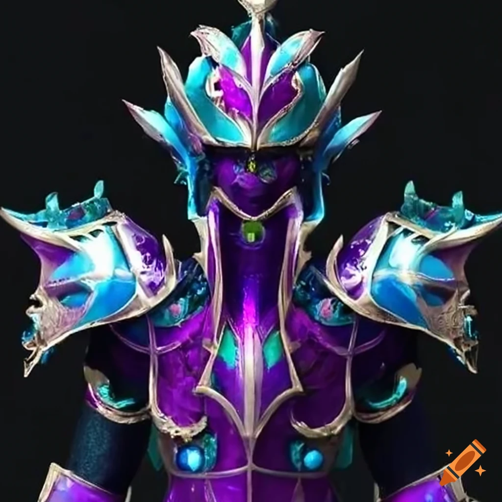 Front view of magical floral armor on Craiyon