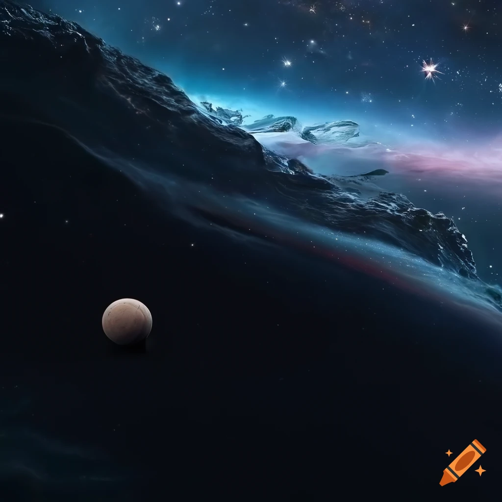 Impressive view of a scarred planet in space with swirling clouds and ...