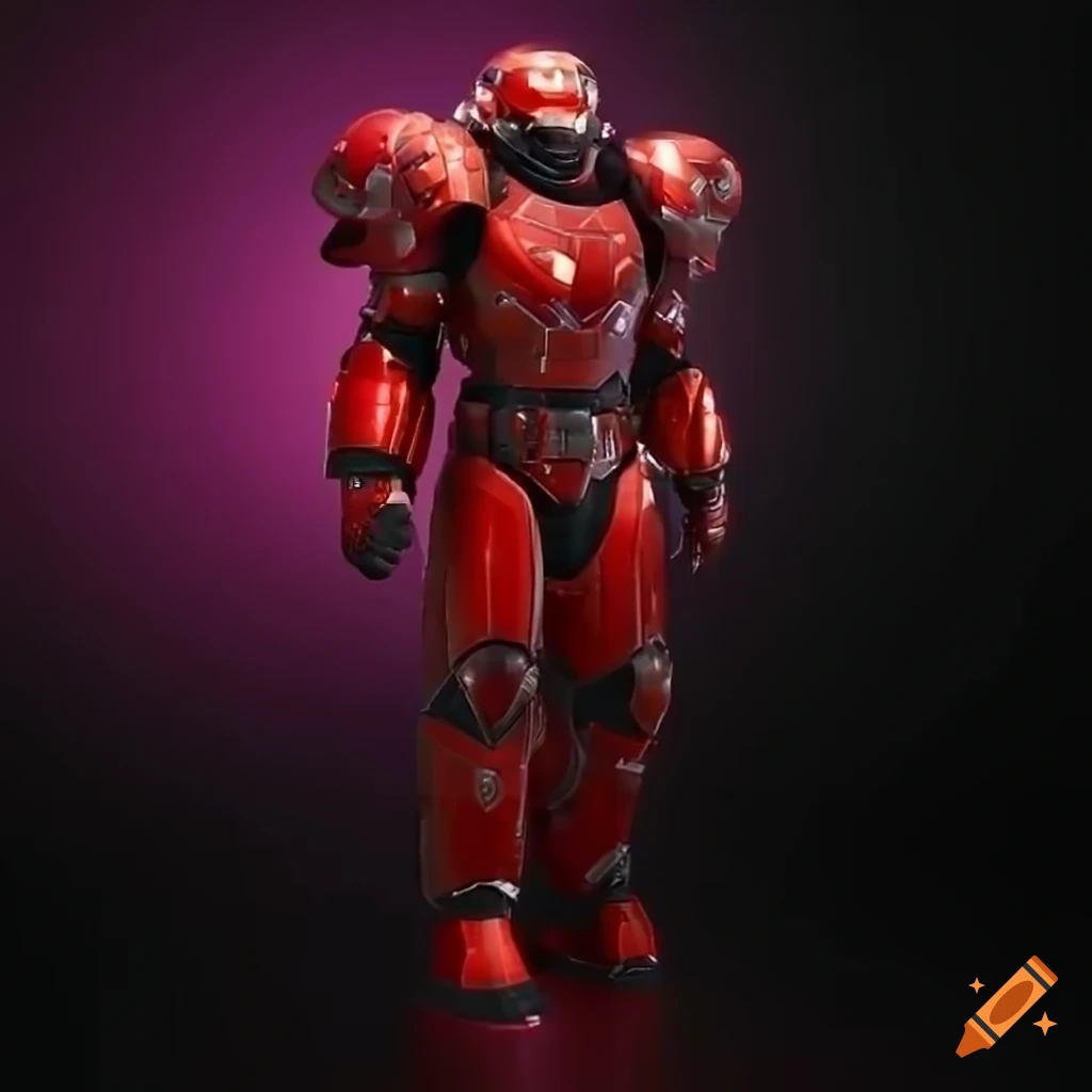 Full body power armor made of red crystals on Craiyon