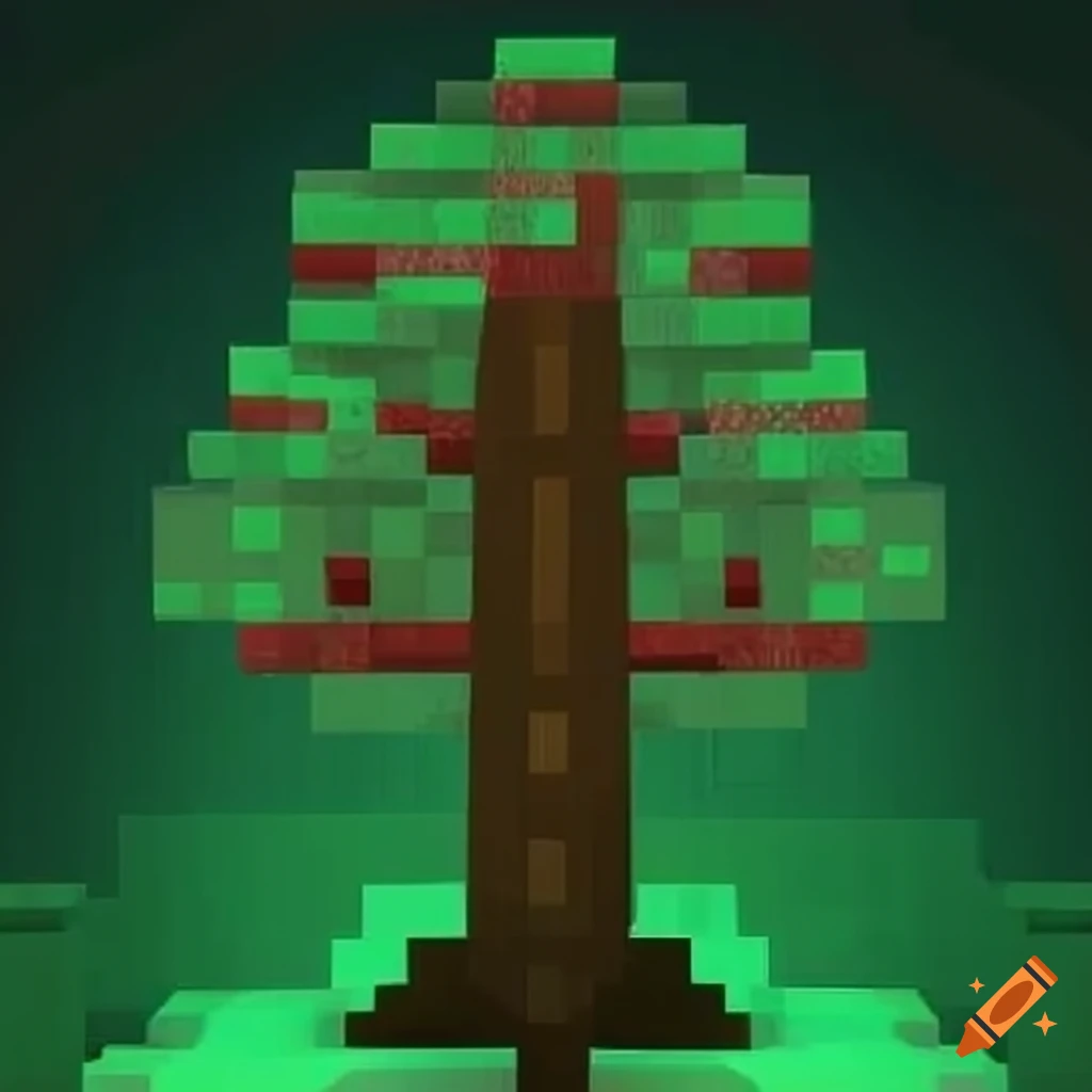Minecraft tree with an evil face on Craiyon