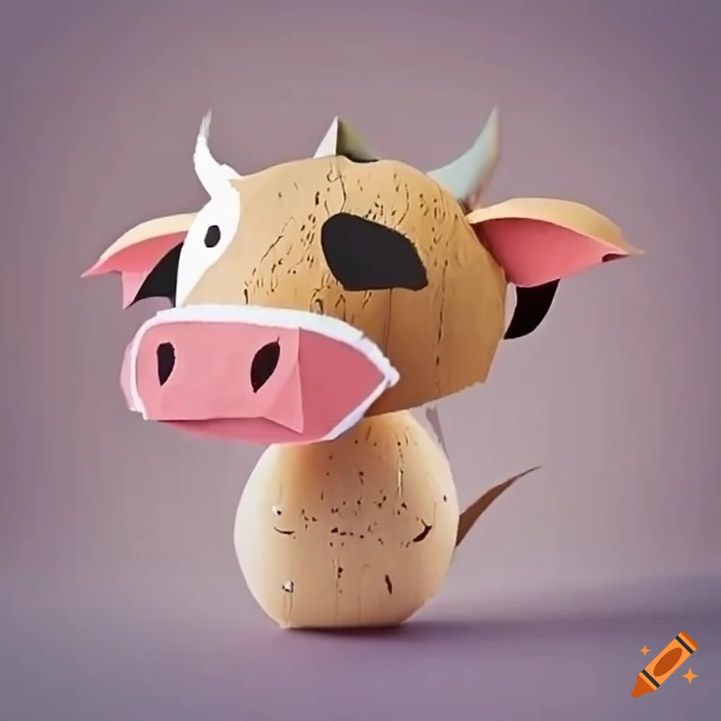 Paper craft coconut sprout cow on Craiyon