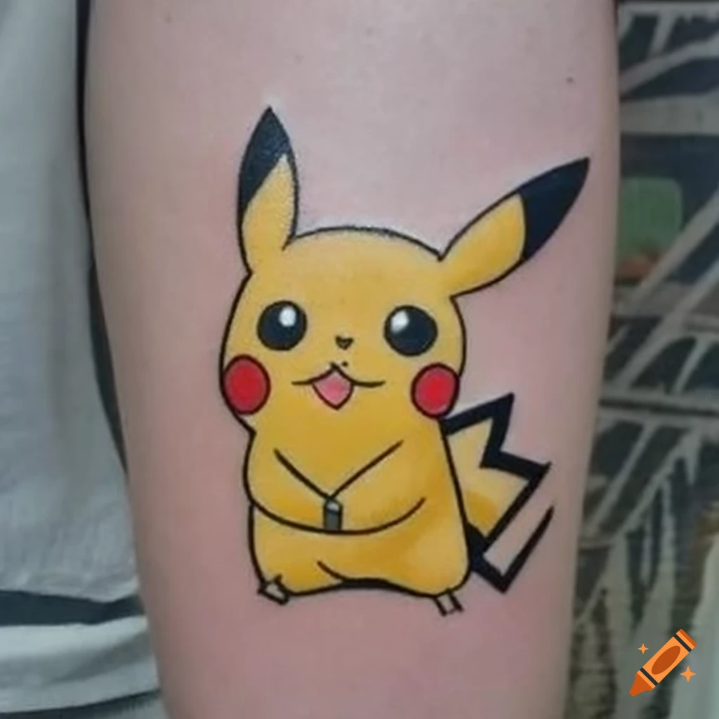 Kawaii pikachu tattoo design on Craiyon