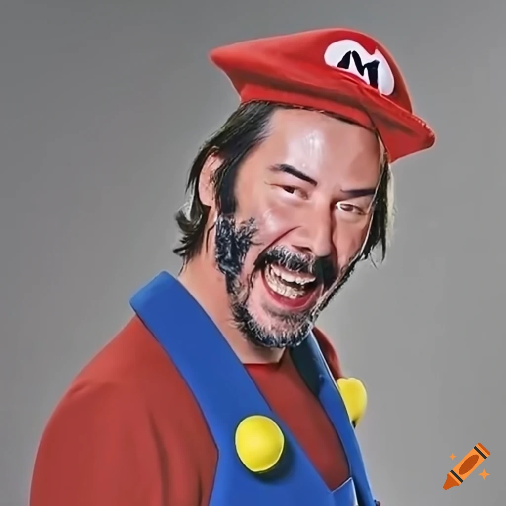 Keanu reeves in mario costume in high resolution 4k photo on Craiyon